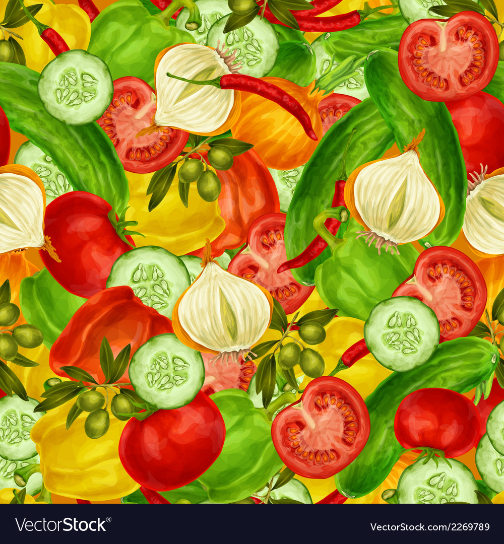 Vegetables seamless background Royalty Free Vector Image