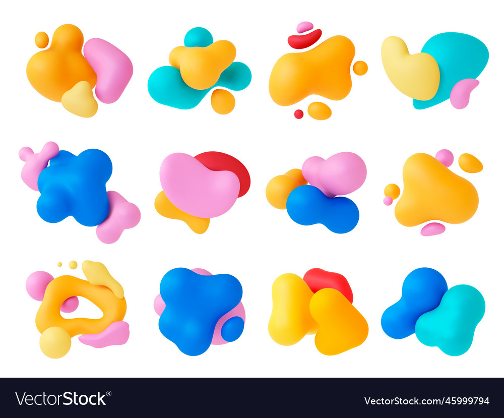 Abstract multicolored liquid 3d shapes render Vector Image
