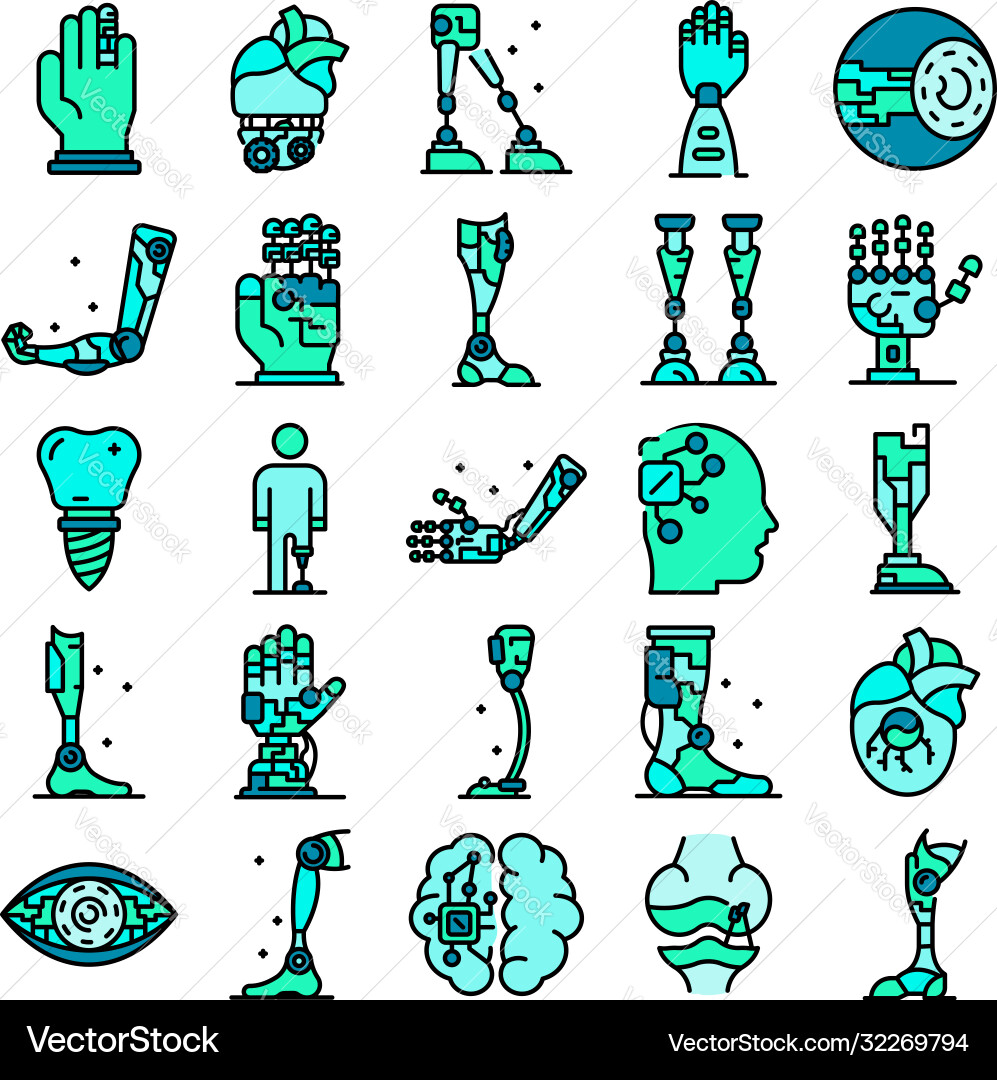 Artificial limbs icons flat Royalty Free Vector Image