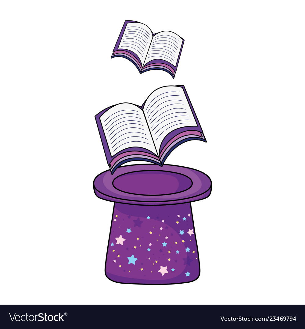 Fairytale magic hat with books Royalty Free Vector Image