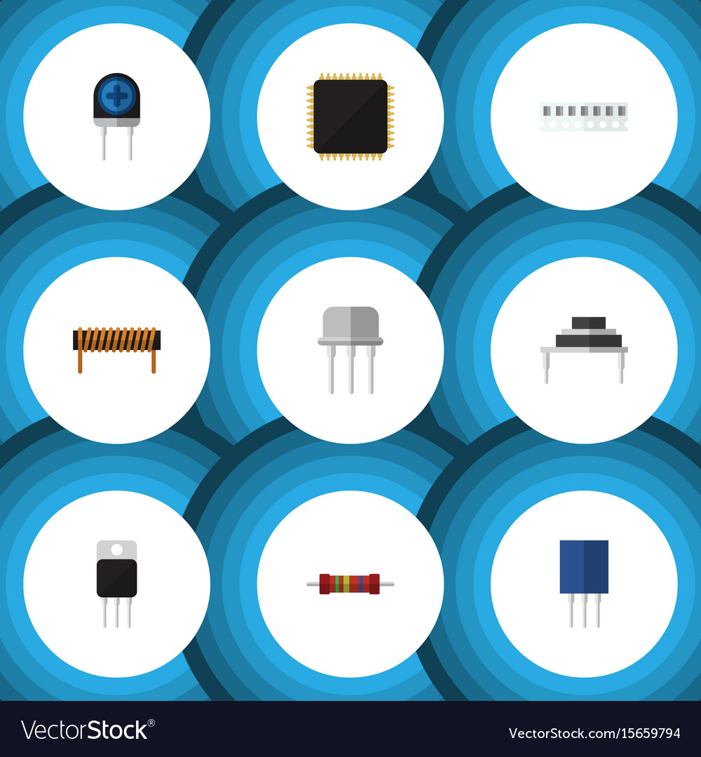 Flat icon electronics set cpu receptacle Vector Image