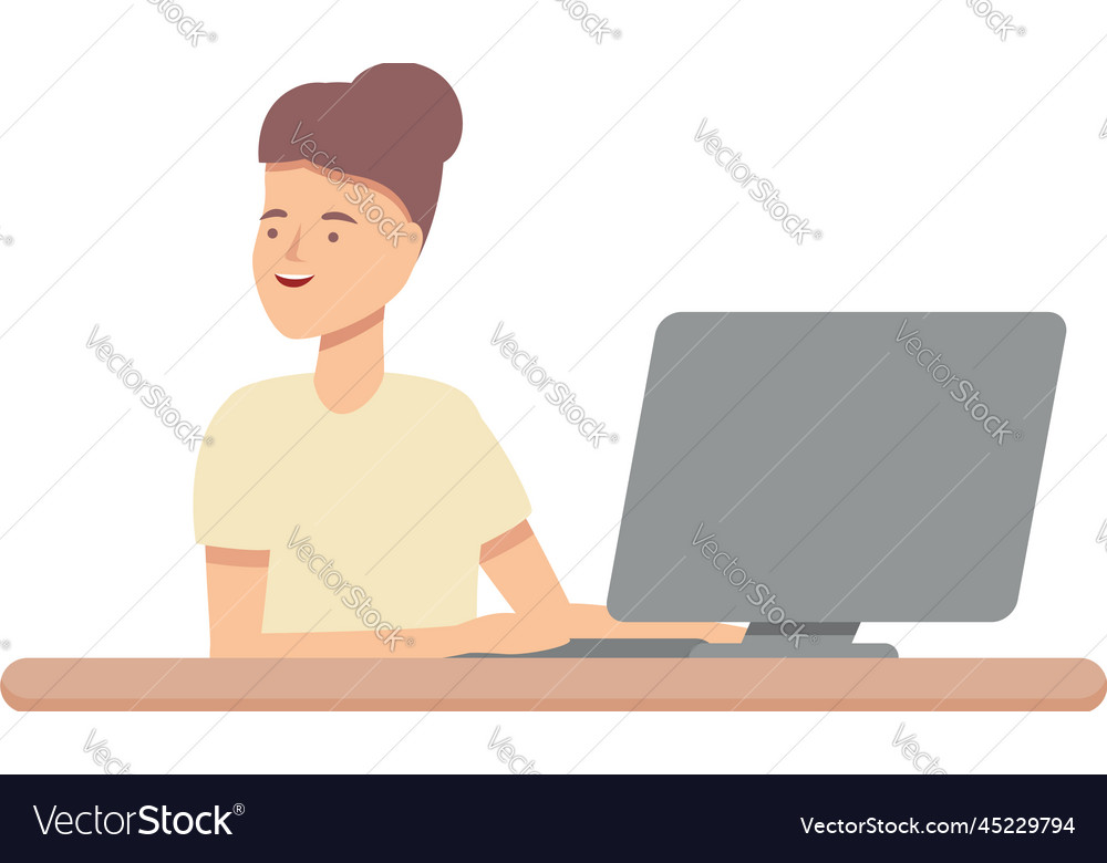 Learn coding icon cartoon computer Royalty Free Vector Image