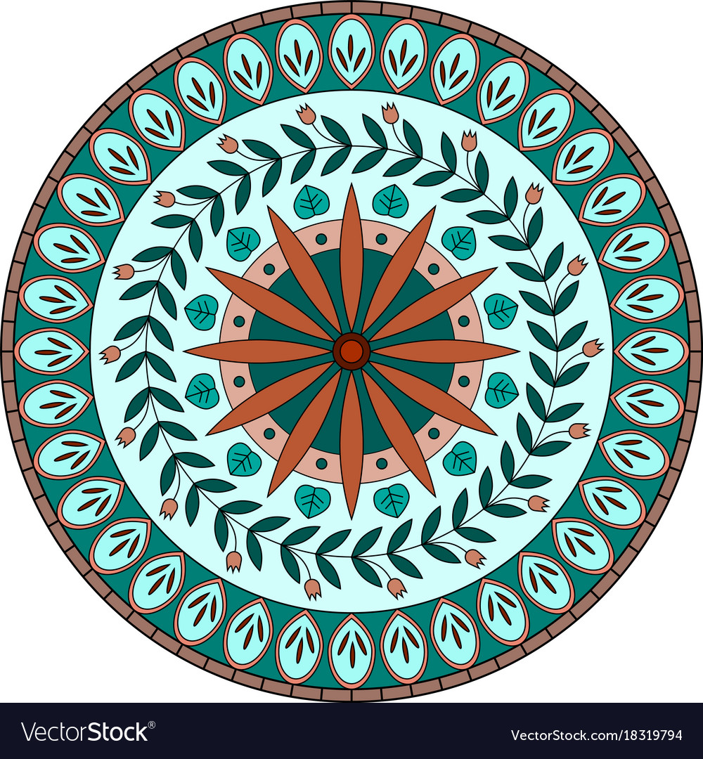 Mandala flowers in colors Royalty Free Vector Image
