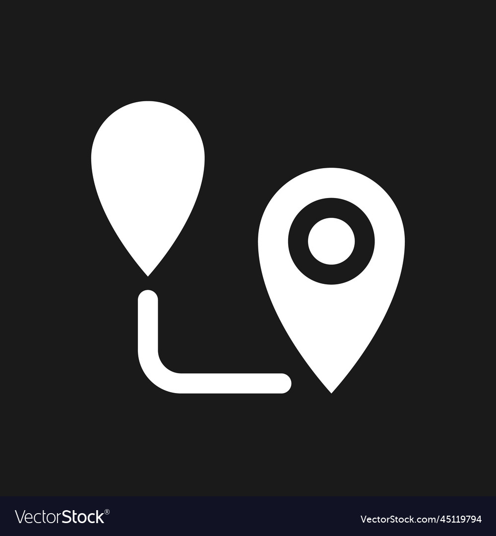 Planning route dark mode glyph ui icon Royalty Free Vector