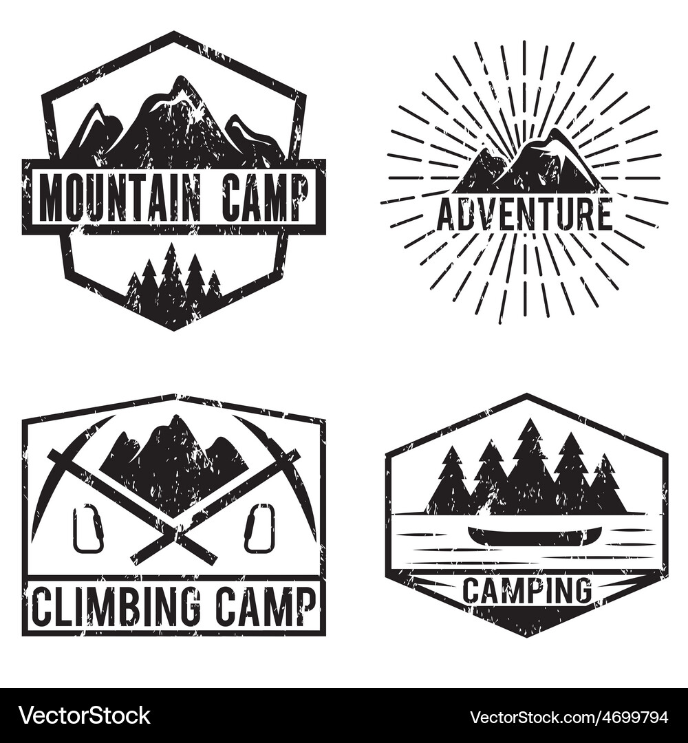 Vintage Mountain Adventure Labels Royalty Free Vector Image