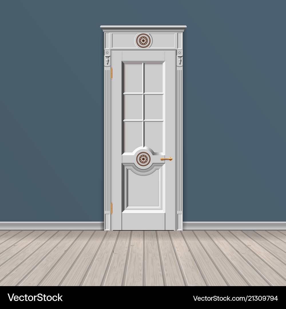 White entrance door Royalty Free Vector Image - VectorStock