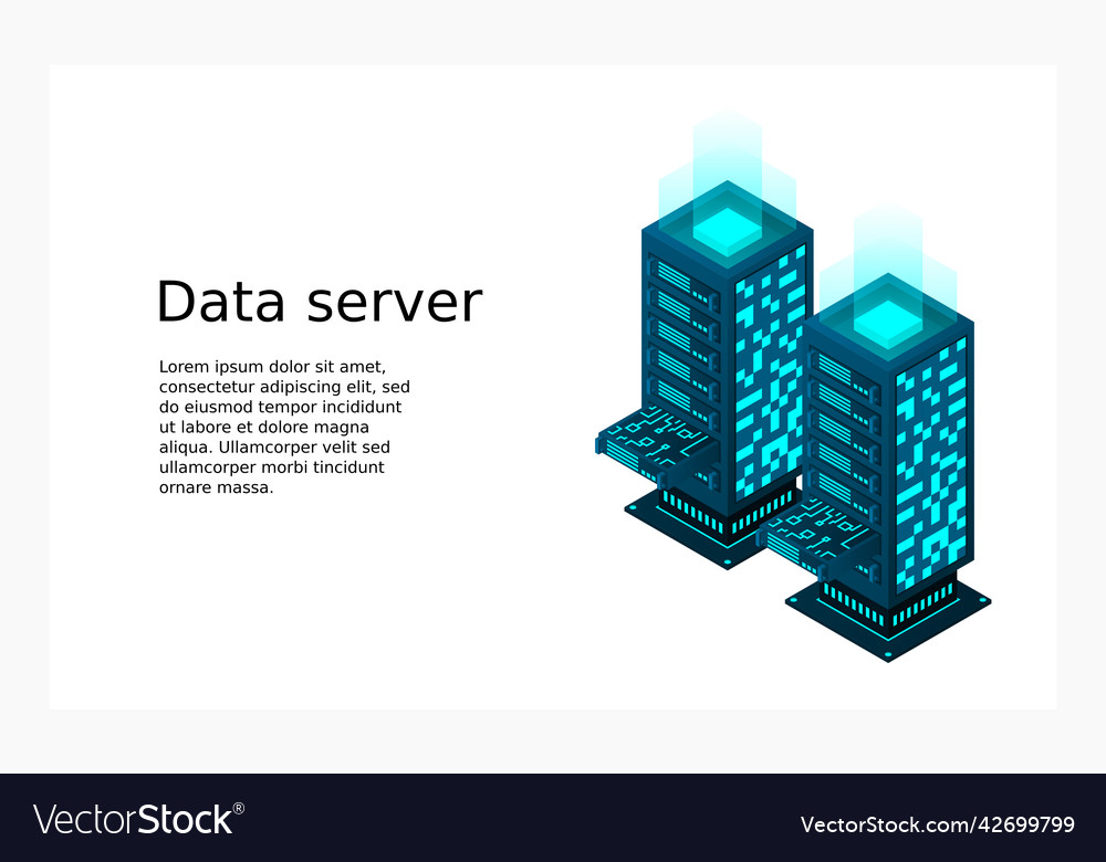 Datacenter Isometric Abstract 3d Hosting Server Vector Image