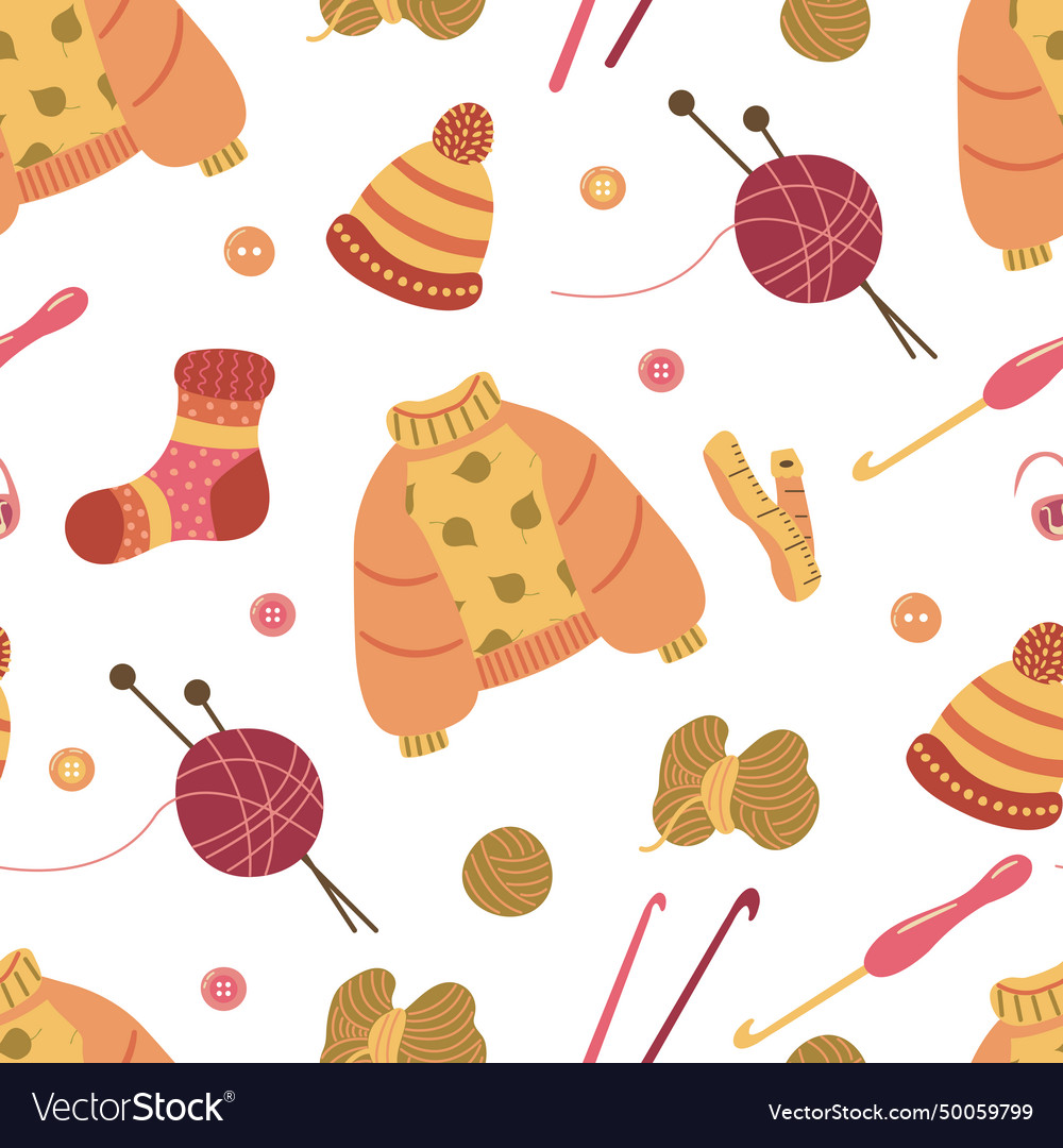 Knitting a seamless pattern Royalty Free Vector Image