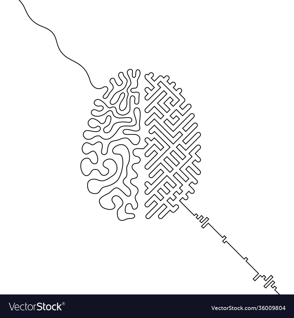 Human brain vs artificial intelligence continuous Vector Image