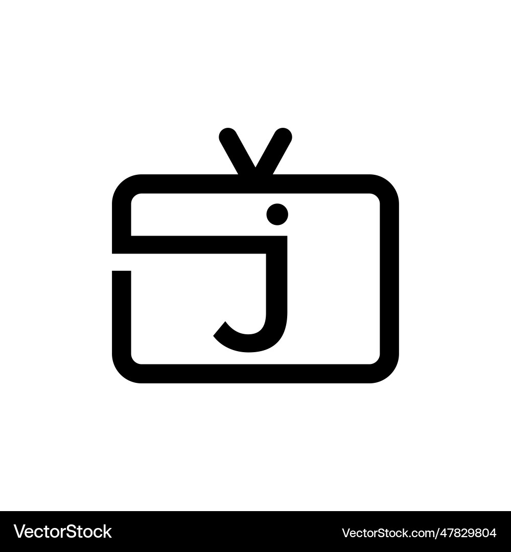 J letter channel television logo design Royalty Free Vector