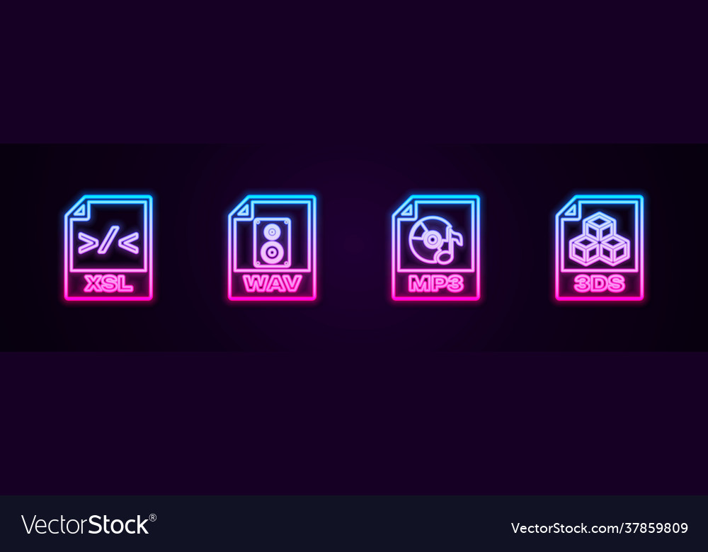 Set line xsl file document wav mp3 and 3ds Vector Image Set line xsl file document wav mp3 and 3ds Vector Image