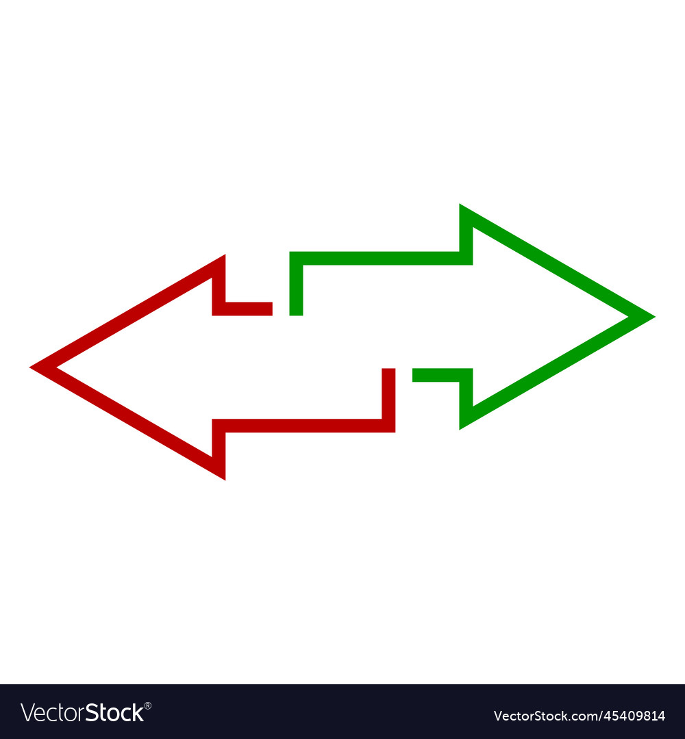 Flat Green Red Arrows Outline Right Left Vector Image