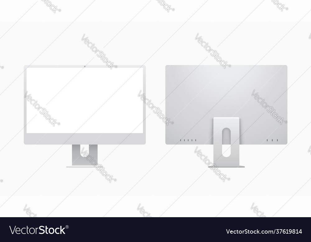 Front view gray color desktop computer isolated Vector Image