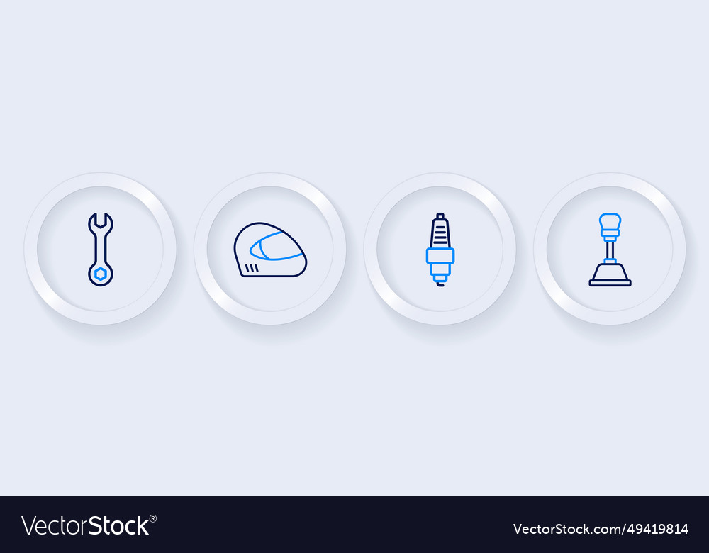 Set line gear shifter car spark plug racing Vector Image Set line gear shifter car spark plug racing Vector Image