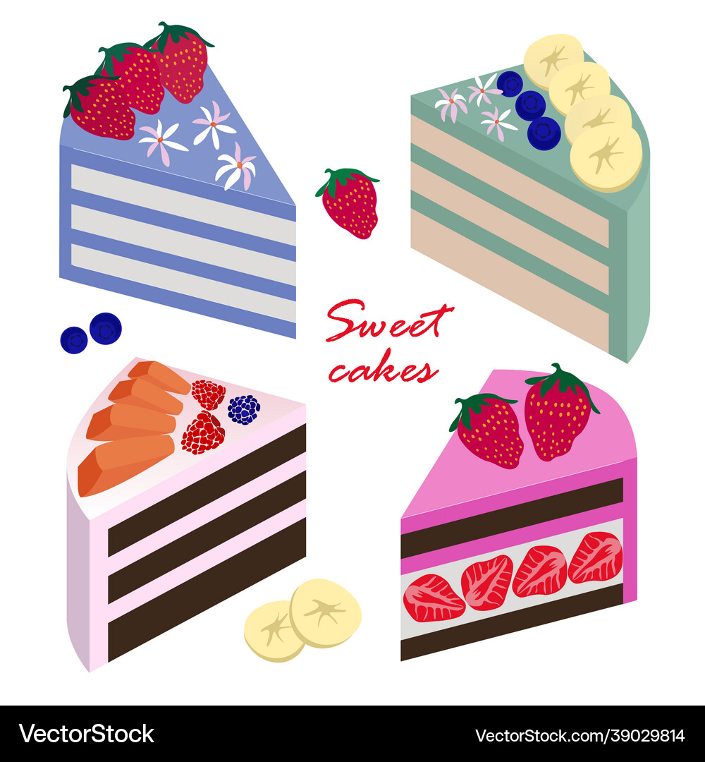 Set of pieces puff cakes Royalty Free Vector Image