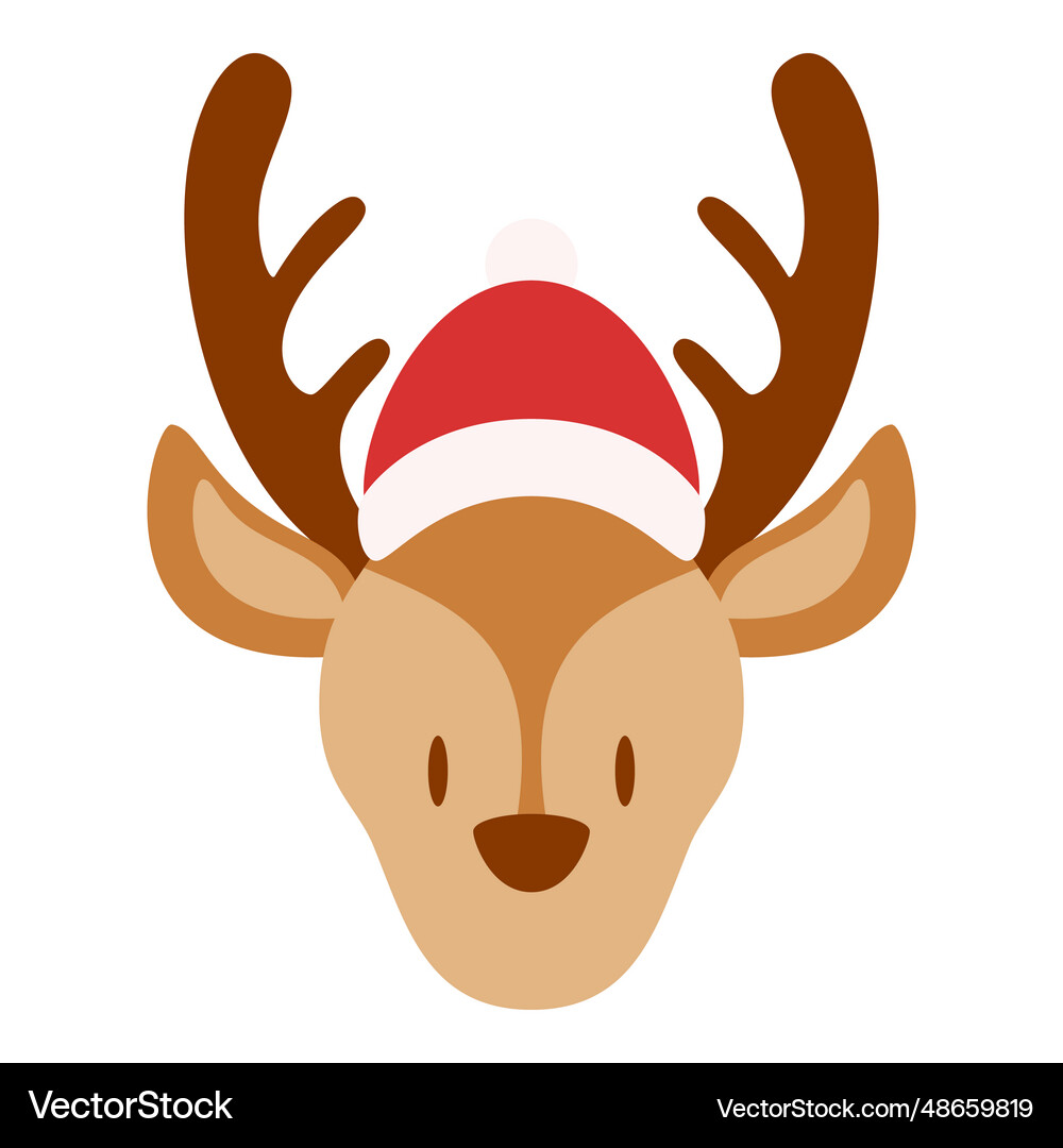Flat santas reindeer head character christmas Vector Image