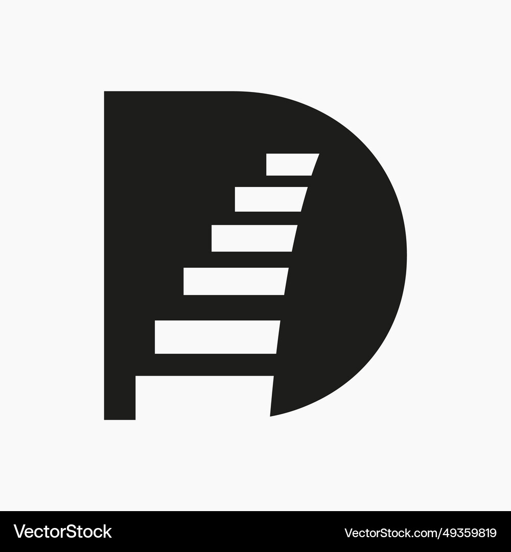 Letter d stair logo step symbol alphabet Vector Image