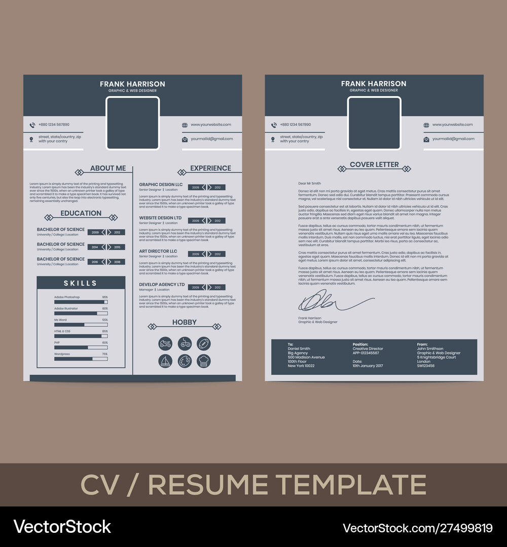 Professional Resume Template - Two Page Royalty Free Vector