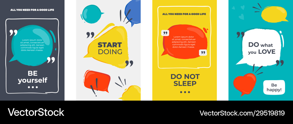 Quote frames colored posters Royalty Free Vector Image
