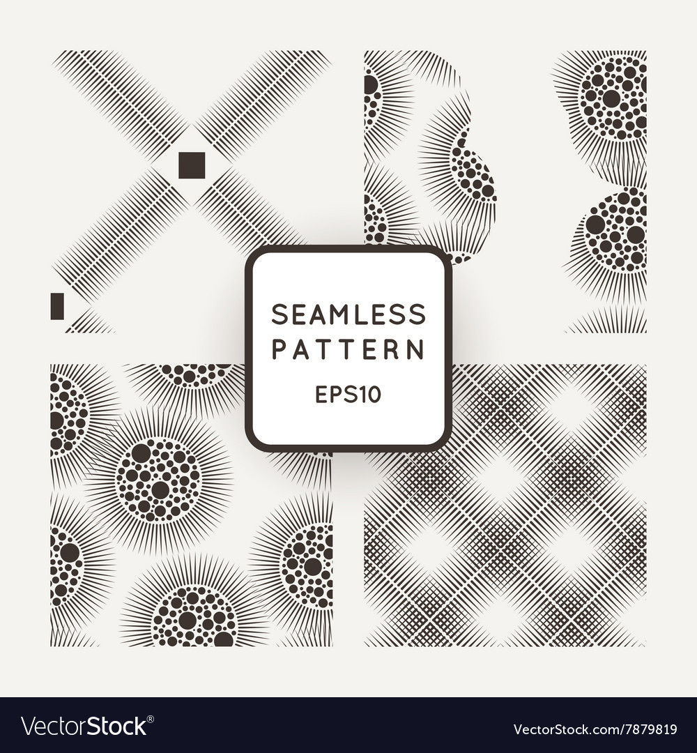Set of seamless geometric patterns lines Vector Image