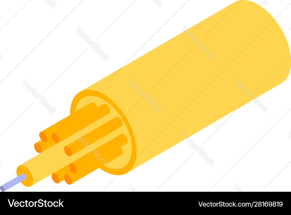Yellow broadband optical cable icon isometric Vector Image