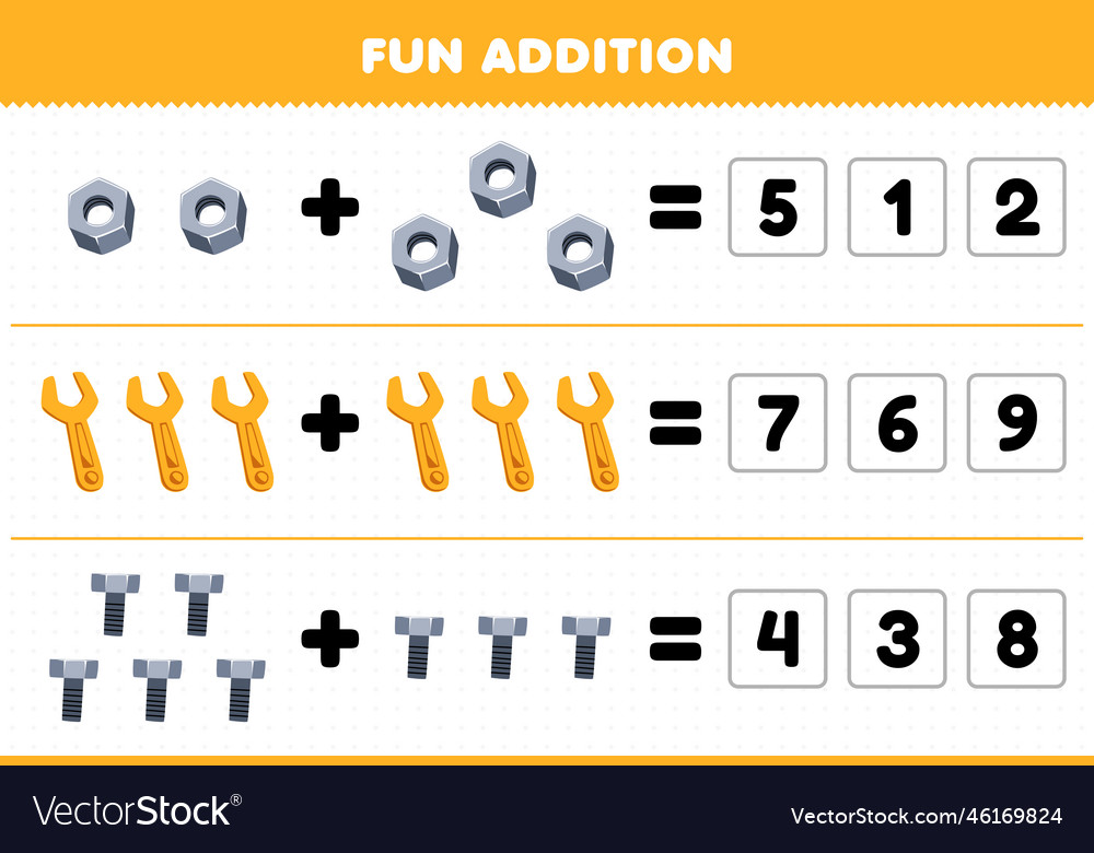 Education game for children fun addition by guess Vector Image