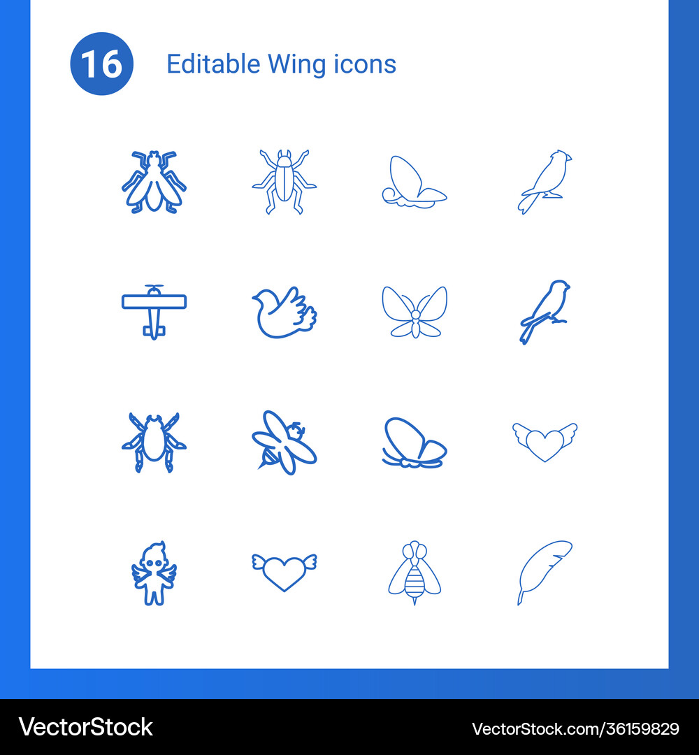 16 wing icons Royalty Free Vector Image - VectorStock