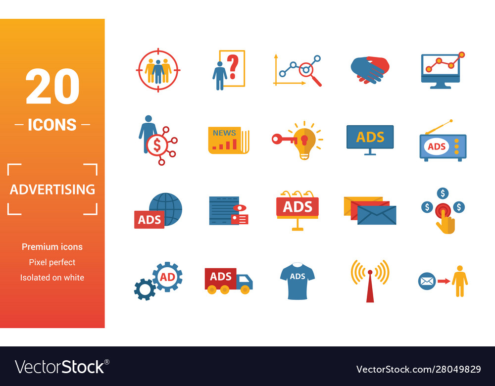 Advertising icon set include creative elements Vector Image