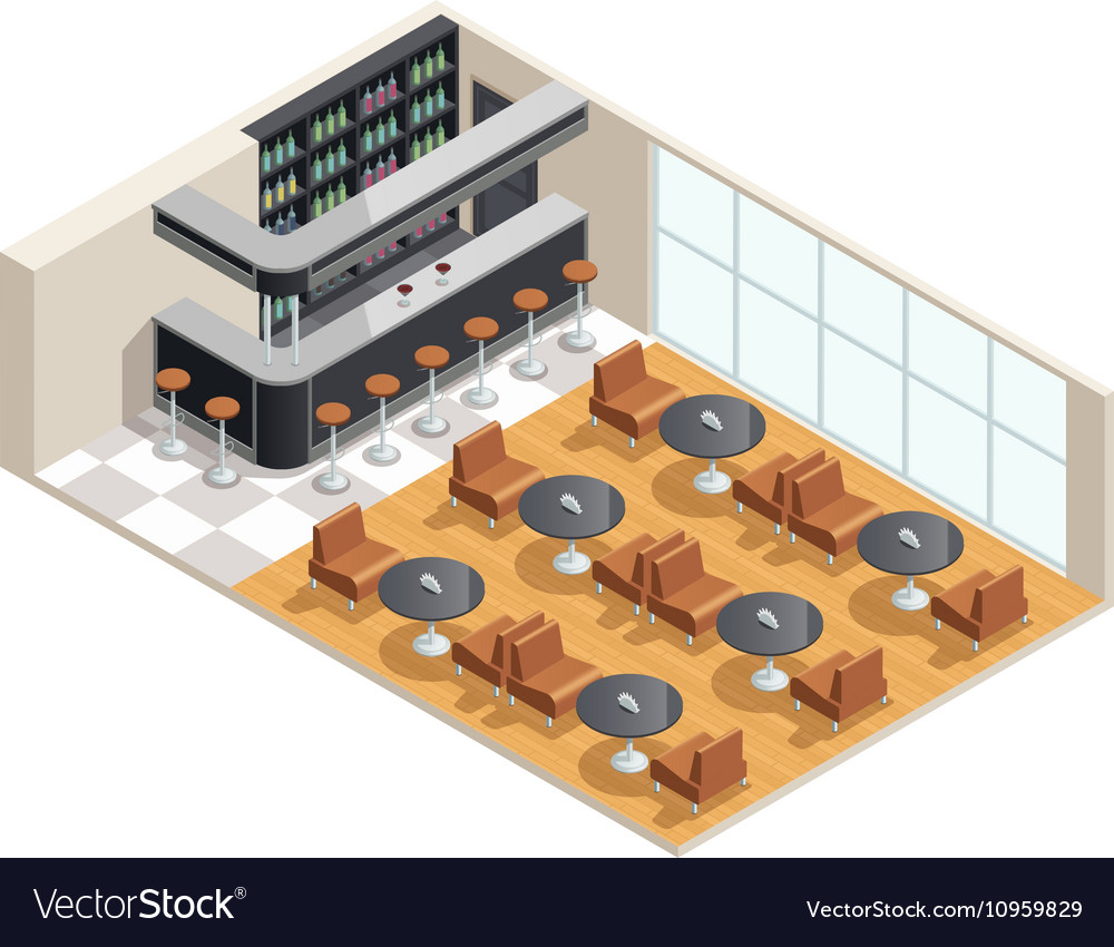 Cafe interior isometric Royalty Free Vector Image Cafe interior isometric Royalty Free Vector Image