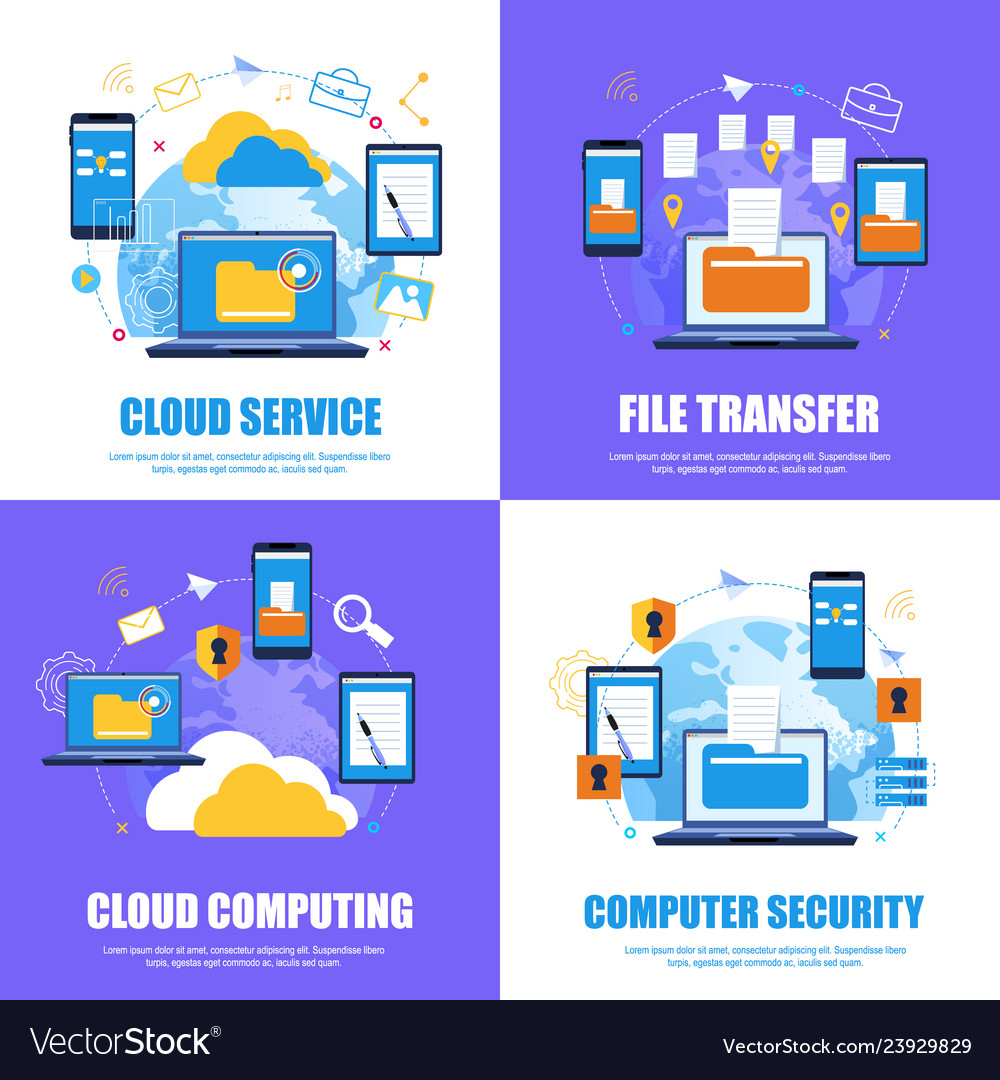 Cloud service file transfercloud computing Vector Image
