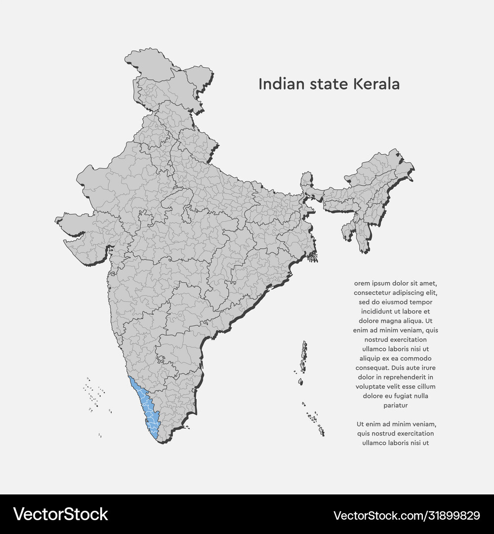 India country map and state template Royalty Free Vector