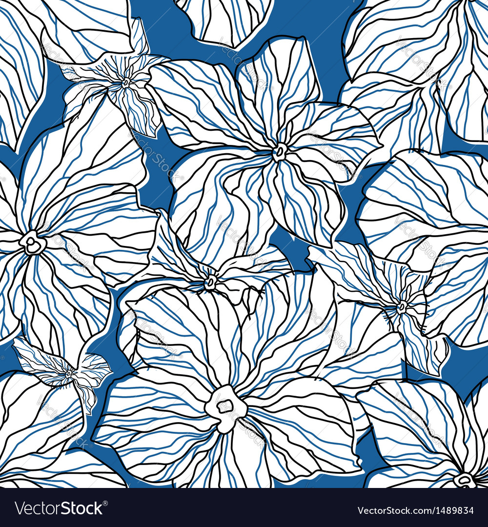 Abstract blue floral seamless pattern Royalty Free Vector