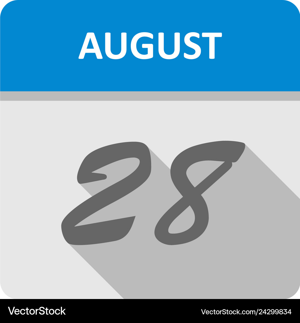 August 28th date on a single day calendar Vector Image