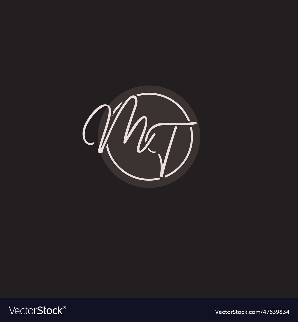 Initials mt logo monogram with simple circle line Vector Image