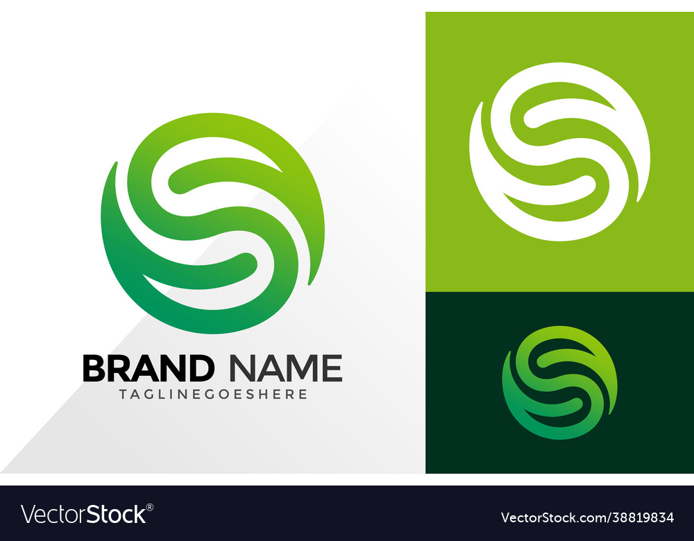 Letter s nature circle leaf logo design abstract Vector Image