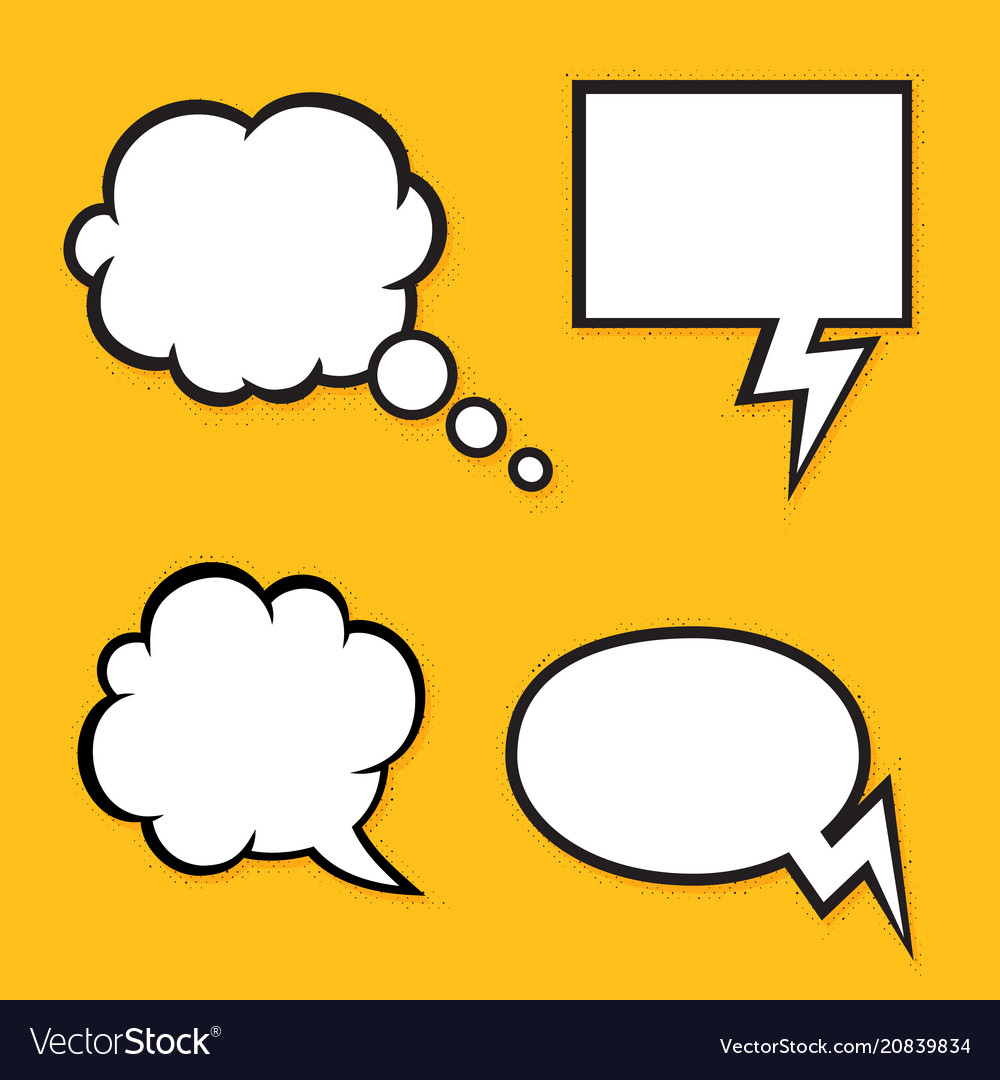 Set comic bubbles with halftone shadows format Vector Image