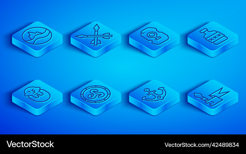 Set line sea and waves medieval arrows magic Vector Image