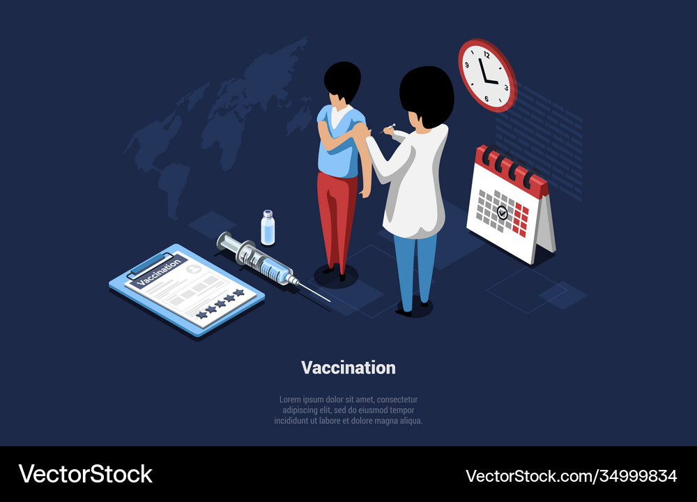 Vaccination concept in cartoon Royalty Free Vector Image