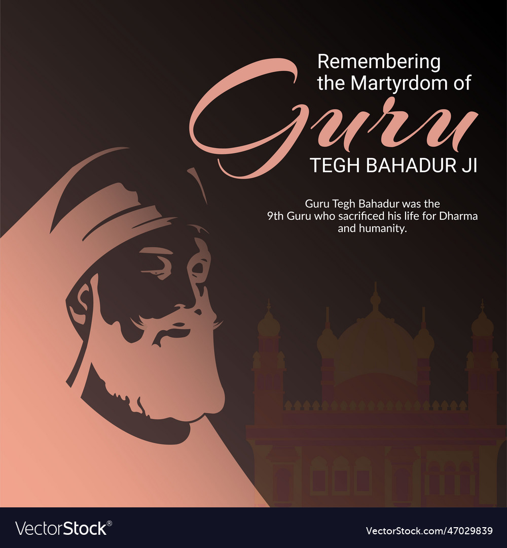 Banner design of guru tegh bahadur jayanti Vector Image