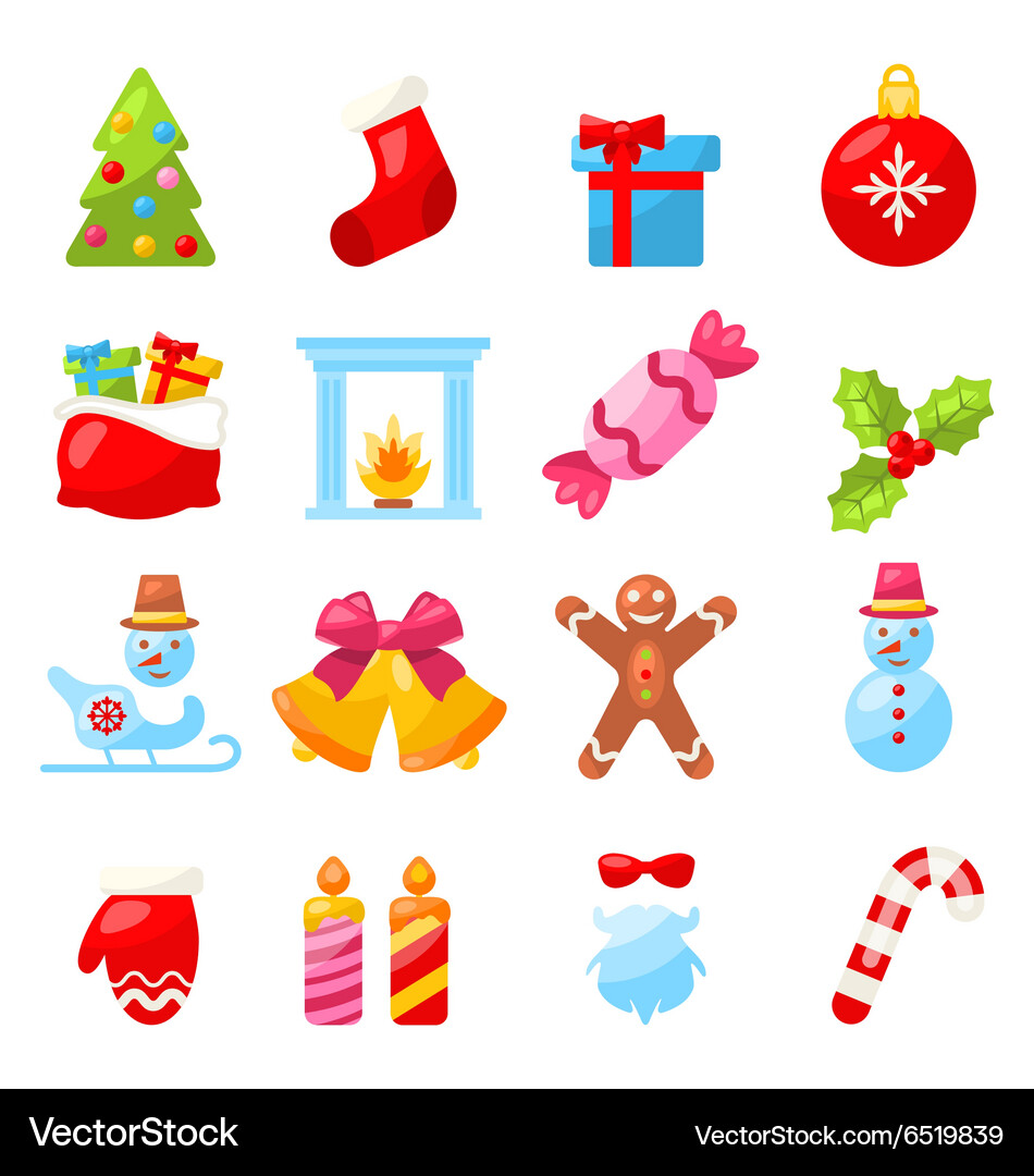 Christmas and new year traditional elements Vector Image