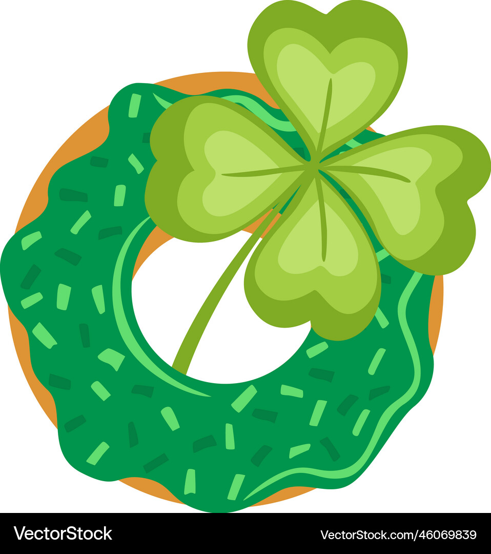 Green st patrick s day donut with clover Vector Image
