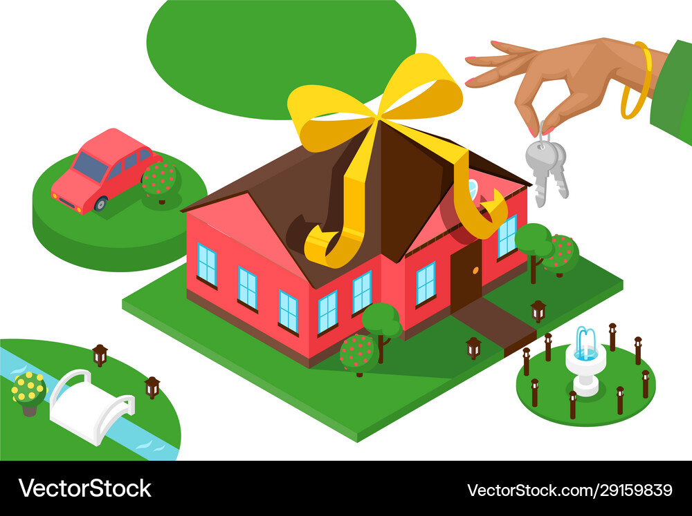 New home keys isometric presentation Royalty Free Vector