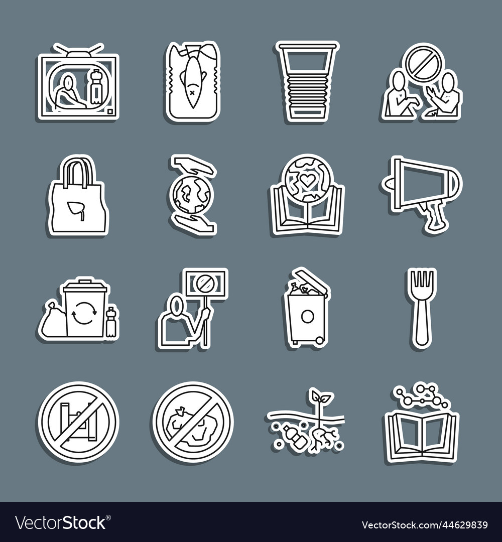 Set line open book disposable plastic fork Vector Image Set line open book disposable plastic fork Vector Image