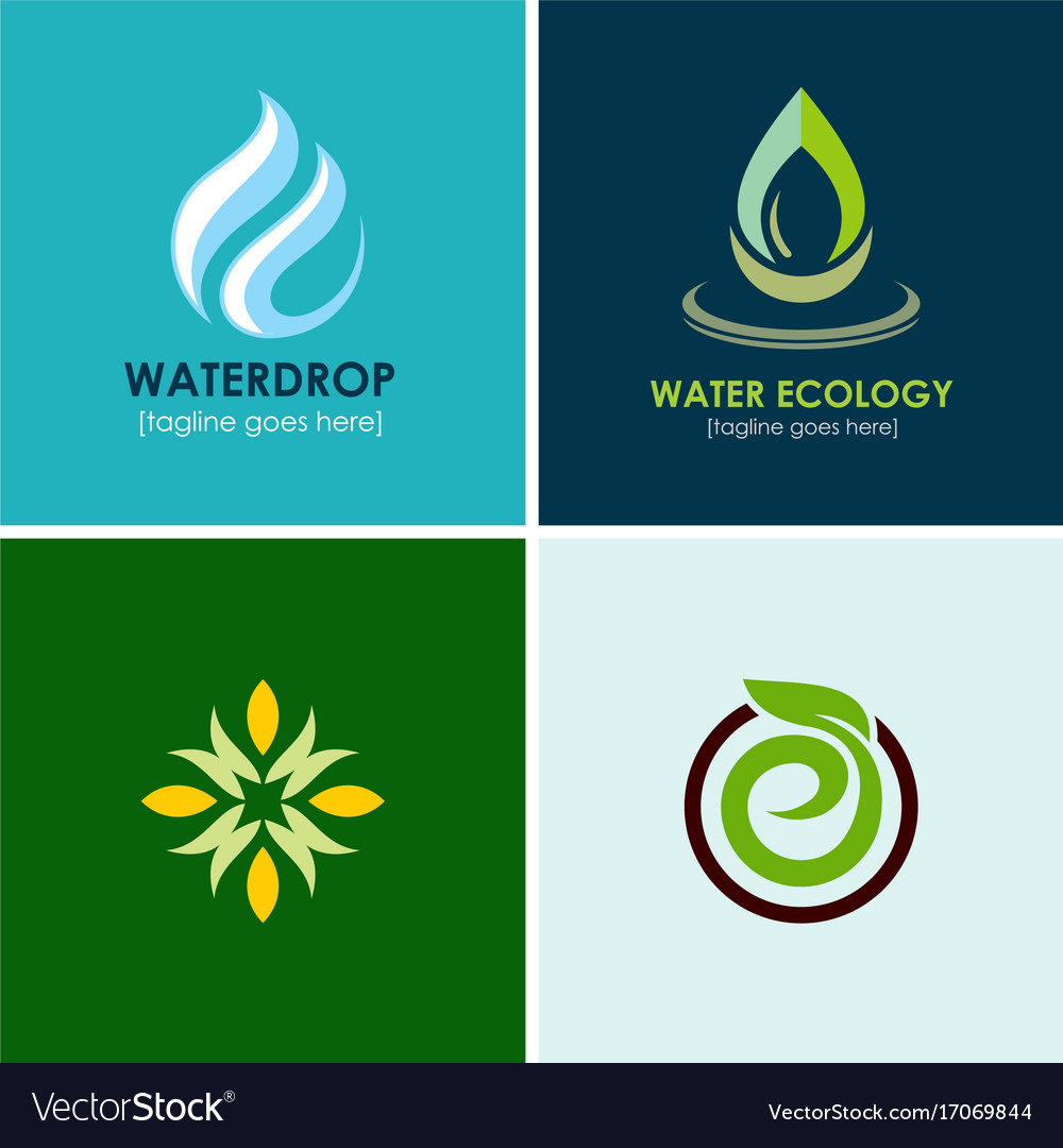 Eco water drop logos Royalty Free Vector Image