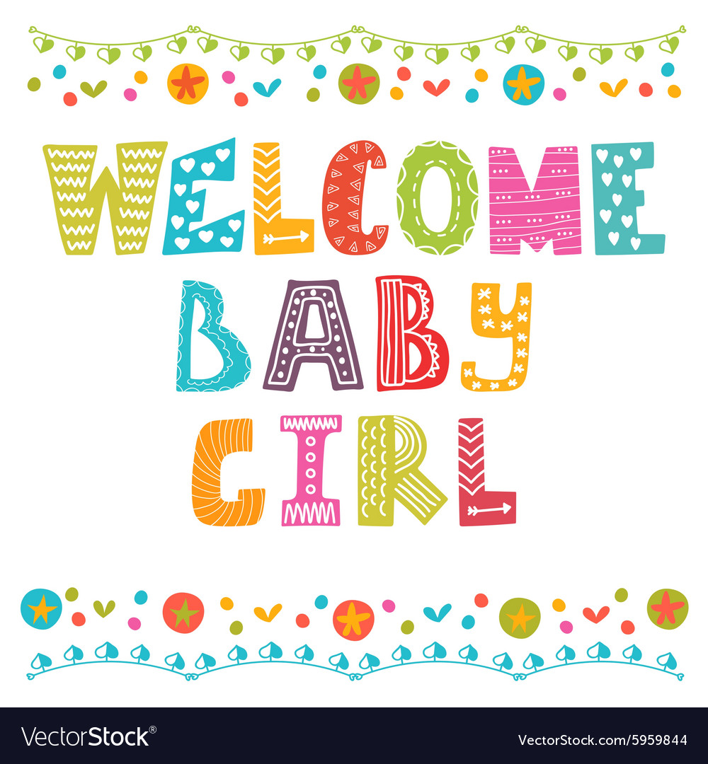 Welcome Baby Girl Baby Girl Arrival Card Baby Girl
