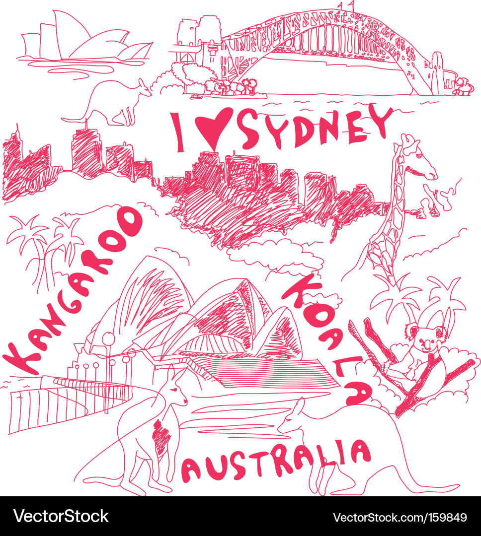 Australia doodles Royalty Free Vector Image - VectorStock