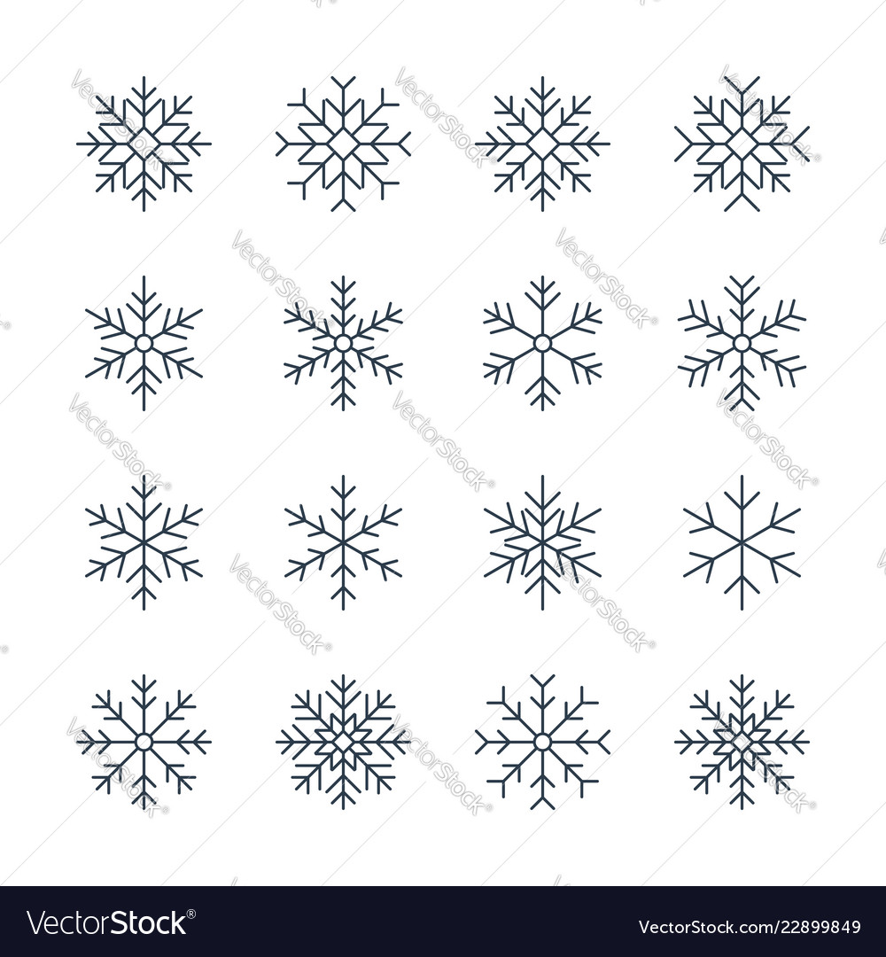Thin line snowflake icons Royalty Free Vector Image Thin line snowflake icons Royalty Free Vector Image