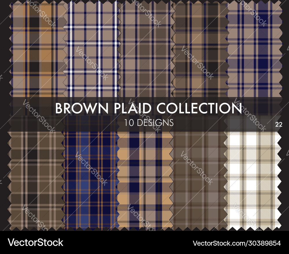 Brown plaid tartan seamless pattern collection Vector Image