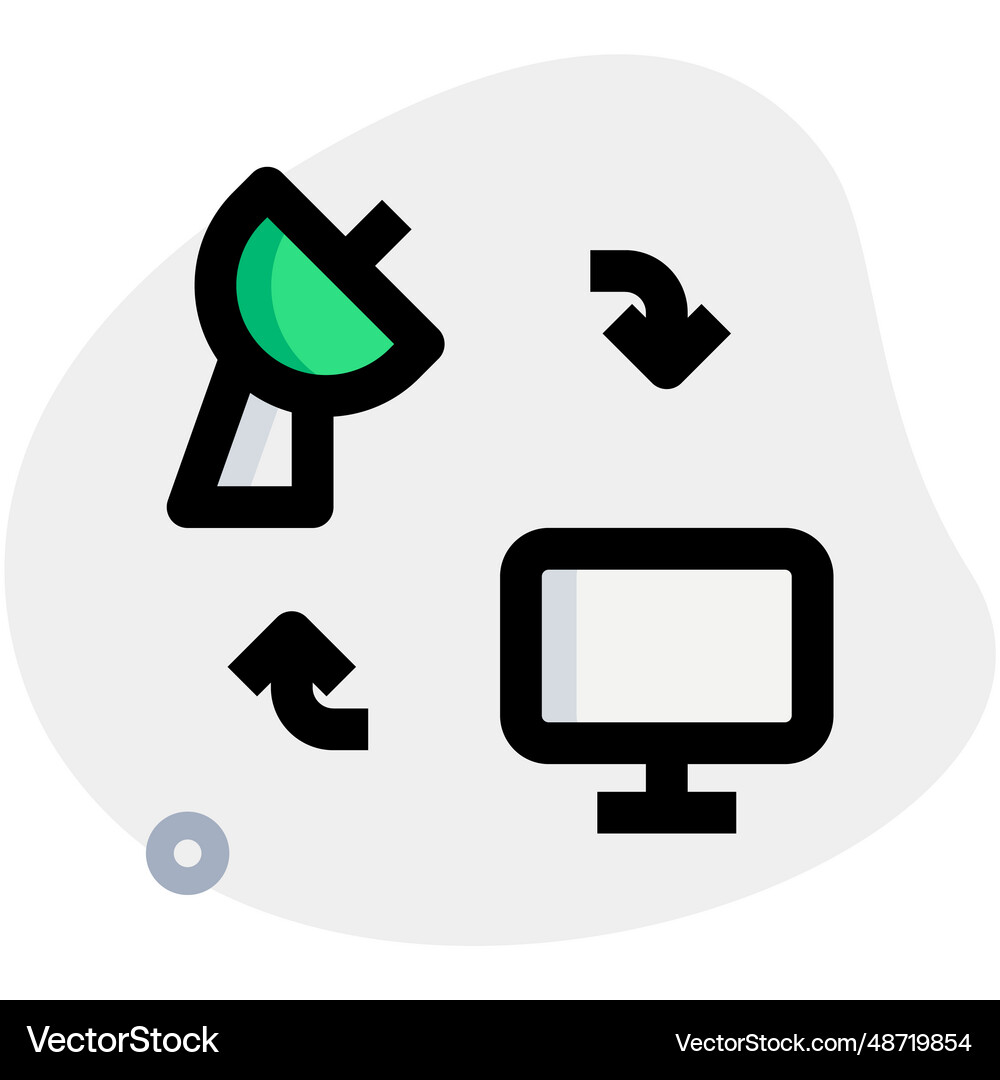 Computer access to satellite antenna isolated Vector Image