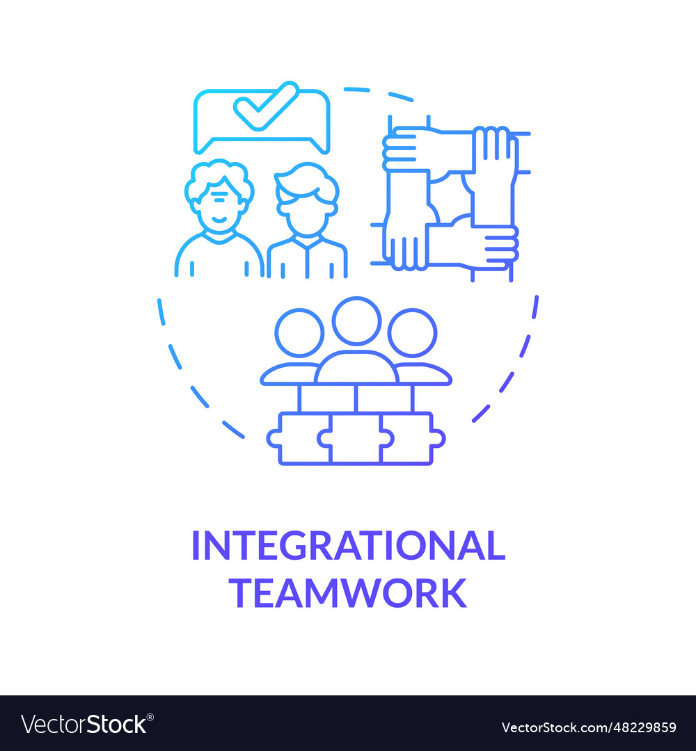 2d Gradient Integrational Teamwork Thin Line Vector Image